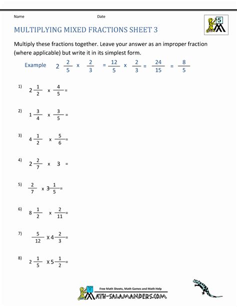 50 Multiplying Fractions Worksheets 56 Printable Pdf Template