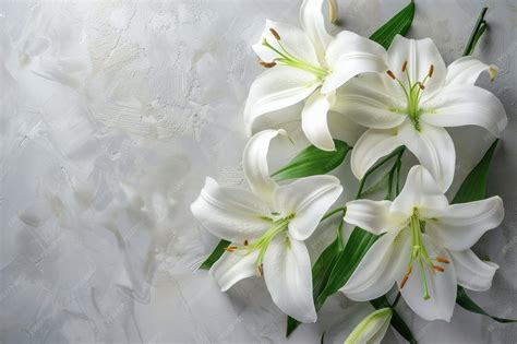 Premium Photo Branch Of White Lilies Flowers Mourning Or Funeral