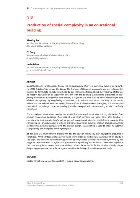 Pdf Production Of Spatial Complexity In An Educational Building