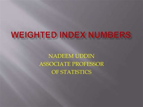 Weighted Index Numbers Ppt