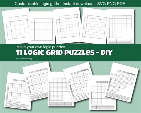 CUSTOMIZE 11 Logic Puzzle Grid DIY Adjustable Instant Download Files Pdf Svg Png And Jpeg Etsy