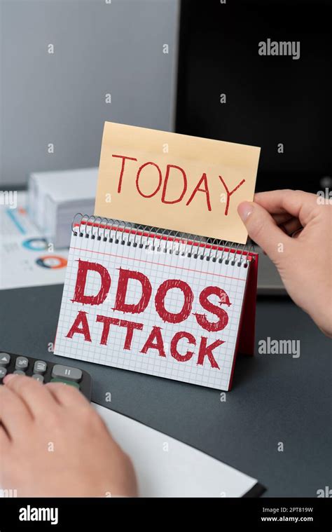 Conceptual Display Ddos Attack Word Written On Disturbed Access To The Normal Server Caused By