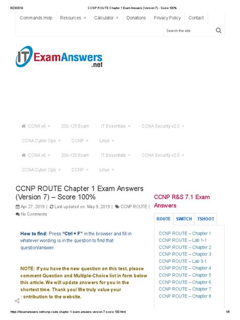 Ccnp Route Chapter 1 Exam Answers Version 7 Score 100 Pdf Virtual