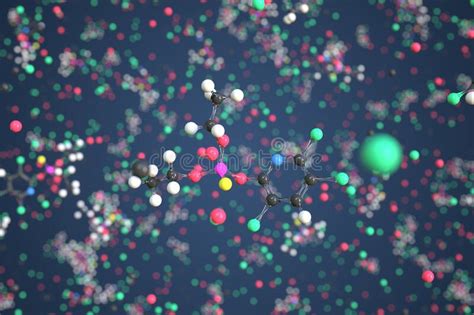 Molecule Of Chlorpyrifos Conceptual Molecular Model Scientific 3d Rendering Stock Illustration