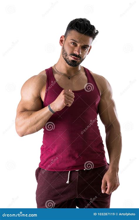 Bodybuilder Pointing Thumb Finger At Himself Stock Image Image Of Muscle Muscular