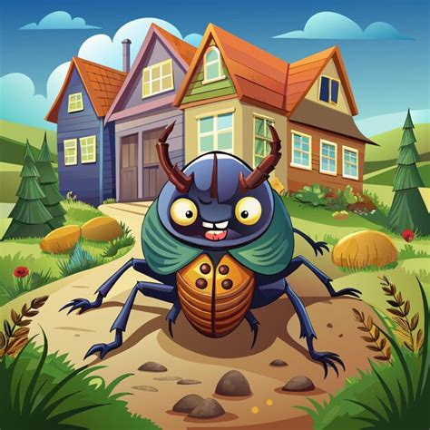 Premium Vector Burying Beetle Scared Smiles House Vector