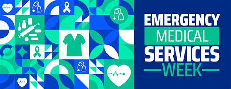 응급 의료 서비스 주간 기하학적 모양 패턴 배경 배너 또는 포스터 디자인 템플릿 매년 5 월에 관찰됩니다 휴일 개념 모든 템플릿 카드 포스터 플래카드 템플릿에 사용할 수