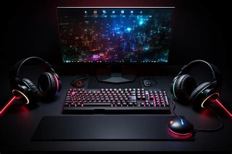 Premium Ai Image Top Down View Of Gaming Workstation With Mouse Generative Ai