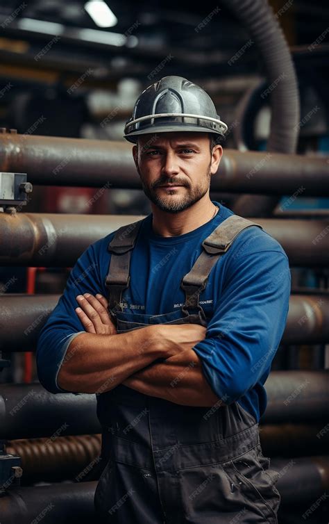 Determined Male Pipefitter Portrait Premium Ai Generated Image