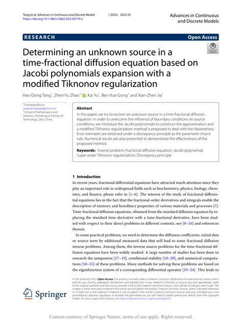 Pdf Determining An Unknown Source In A Time Fractional Diffusion