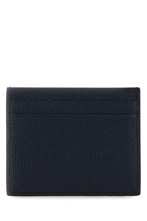 Midnight Blue Leather Vlogo Signature Card Holder Gandb