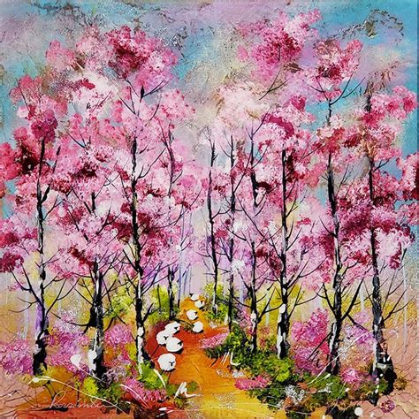 Rozanne Bell Framed Original Pink Blossom Trees Harrison Lord