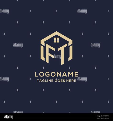 Initials Ft Logo With Abstract Home Roof Hexagon Shape Simple And Initials Ft Logo With Abstract Home Roof Hexagon Shape Simple And