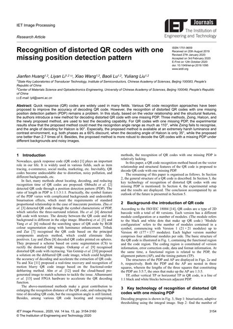 Recognition Of Distorted Qr Codes With One Missing Position Detection Pattern
