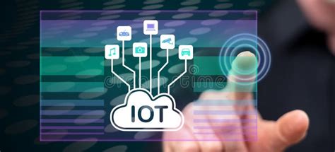 Man Touching An Iot Concept Stock Photo Image Of Internet Touch