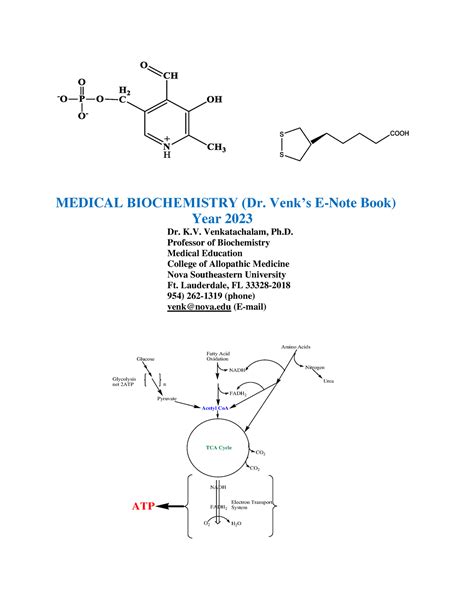 Biochemistry Notes MEDICAL BIOCHEMISTRY Dr Venks E Note Book Year 2023 Dr K