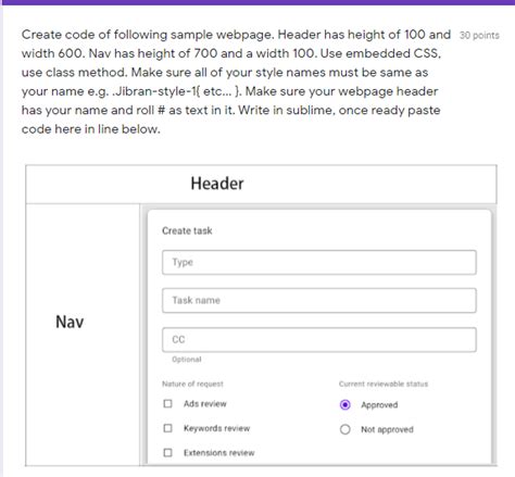 Solved Create Code Of Following Sample Webpage Header Has Chegg
