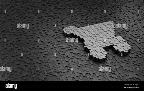3d Rendering Metal Cubes In Shape Of Symbol Of Cart Light Silver Colored On Dark Cubes With
