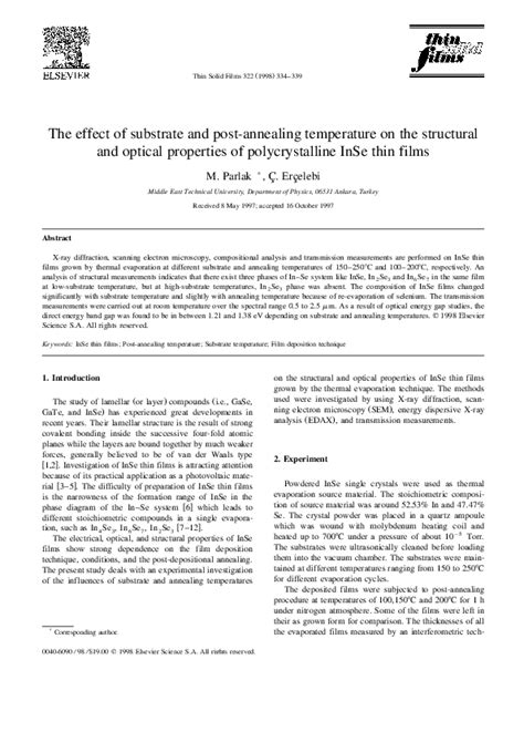 Pdf The Effect Of Substrate And Post Annealing Temperature On The Structural And Optical