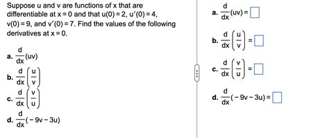 Solved Suppose U And V Are Functions Of X That Chegg Com