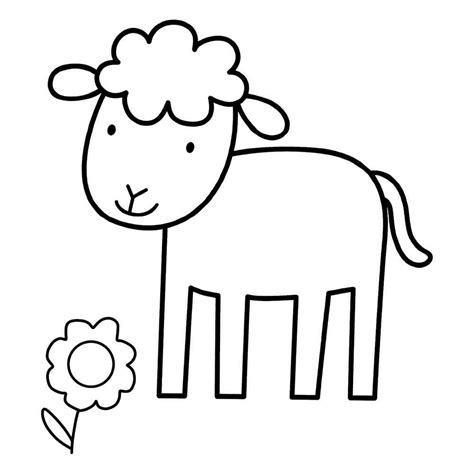 Раскраска Овечка с цветочком распечатать или скачать