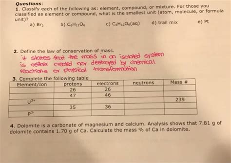 solved classify each of the following as element compound