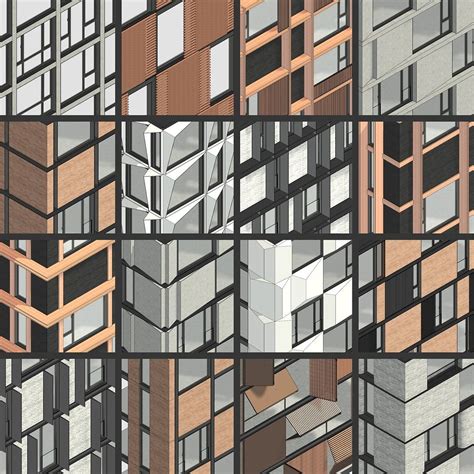 ⭐️skin ⭐️ Revit Curtain Wall Facade System A Pack Of 10 Curtain Wall