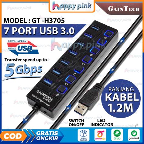 Jual HUB USB 3 0 8 PORT SWITCH ON OFF GAINTECH H3705 Jakarta Pusat HAPPY PINK Tokopedia