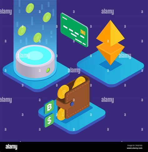Web 3 0 Technology Isometric Concept With Cryptocurrency Symbols Vector