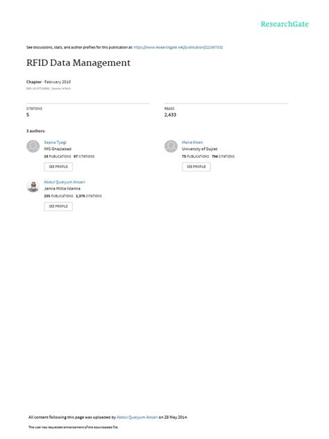 Rfid Data Management Pdf Radio Frequency Identification Computing