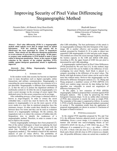 Pdf Improving Security Of Pixel Value Differencing Steganographic Method