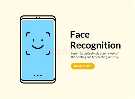 Biometric Face Recognition On Smartphone Facial Scan Security System Technology Stock Vector
