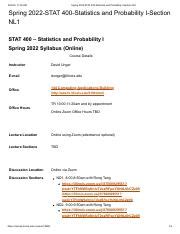 UIUC STAT Syllabus Pdf AM Spring STAT Statistics And Probability I