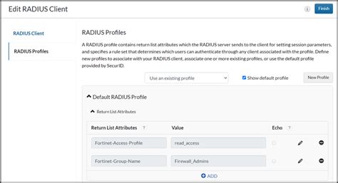 Fortigate Firewall Radius Configuration Using Admin Access Ui Rsa