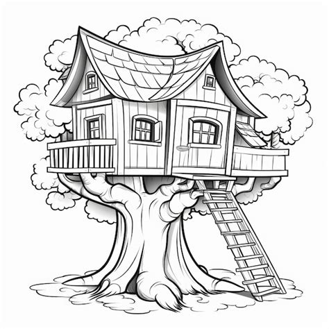 9 000 Treehouse Line Art Pictures