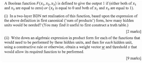 Solved A Boolean Function Fx1 X2 X3 Is Defined To Give