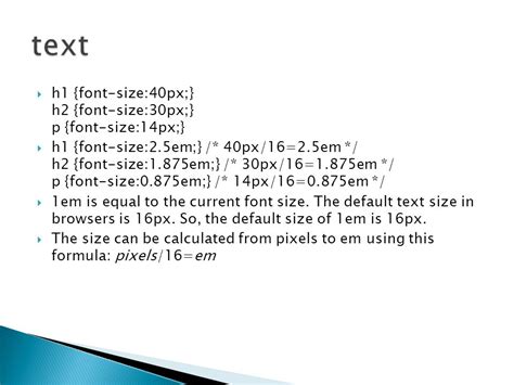 H1 Font Size Default