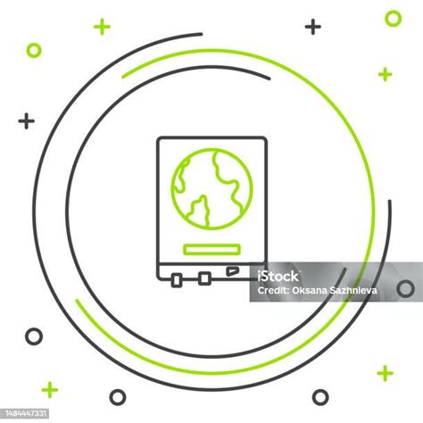 검은색과 초록색 선 하얀 배경에 분리된 학교 칠판 아이콘에 있는 세계 지도 칠판에 지도 그리기 다채로운 개요 개념입니다 벡터 일러스트레이션 개념에 대한 스톡 벡터 아트 및