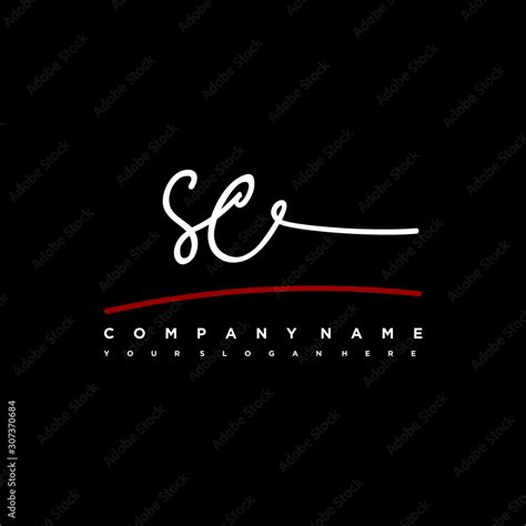 Sc Signature Initials Handwritten Logo Vector Template With Red Underline Hand Drawn