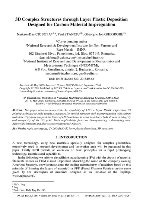Pdf 3d Complex Structures Through Layer Plastic Deposition Designed For Carbon Material