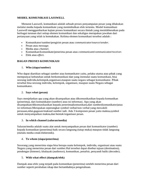 Model Komunikasi Lasswell Pdf