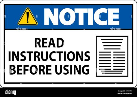Notice Machine Sign Read Instructions Before Using Stock Vector Image And Art Alamy