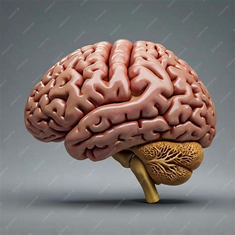 백색 배경에 고립 된 인간 뇌 측면 측면 뷰의 3d 현실적인 일러스트레이션 프리미엄 Ai 생성 이미지