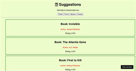 Book Suggestions Codesandbox