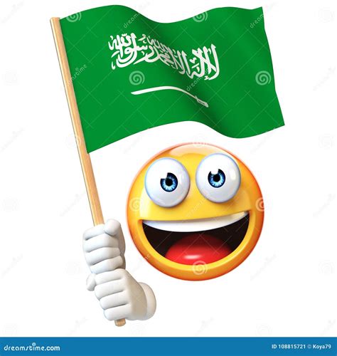 Emoji Holding Saudi Arabia Flag Emoticon Waving National Flag 3d