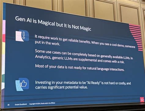 Myles Gilsenan On Linkedin Great Quote From Oracle Cloudworld Gabby Rubin “gen Ai Is Magical But…