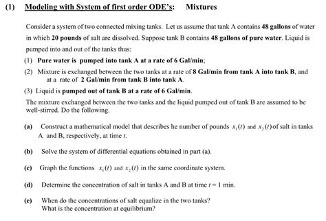 Solved Modeling With System Of First Order ODE S Chegg