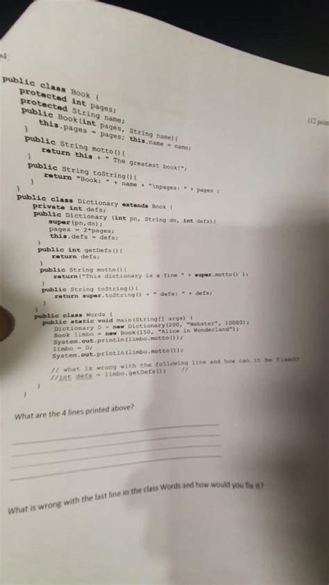 Solved Public Class Book Protected Int Pages Protected
