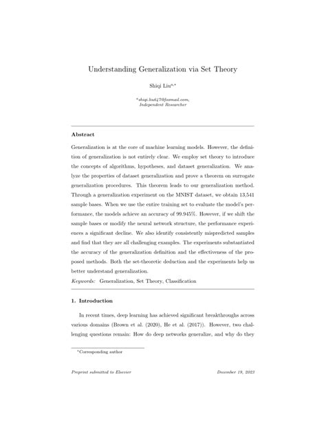 Pdf Understanding Generalization Via Set Theory
