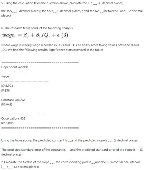 Solved Using The Data Above Fill Out The Missing
